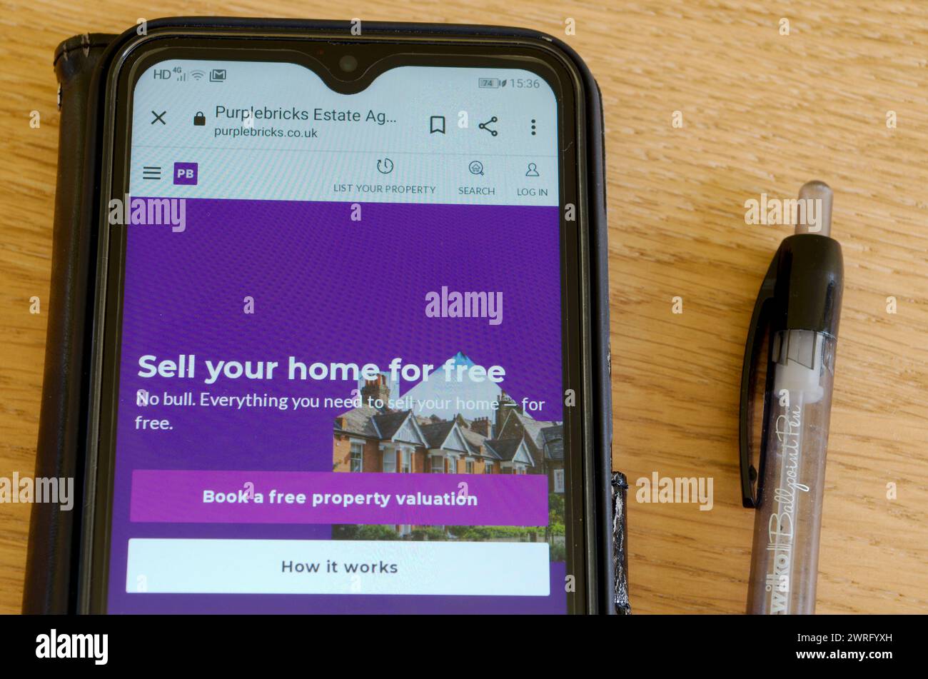 Purple Bricks Online Estate Agent Website on a Smartphone Stock Photo ...