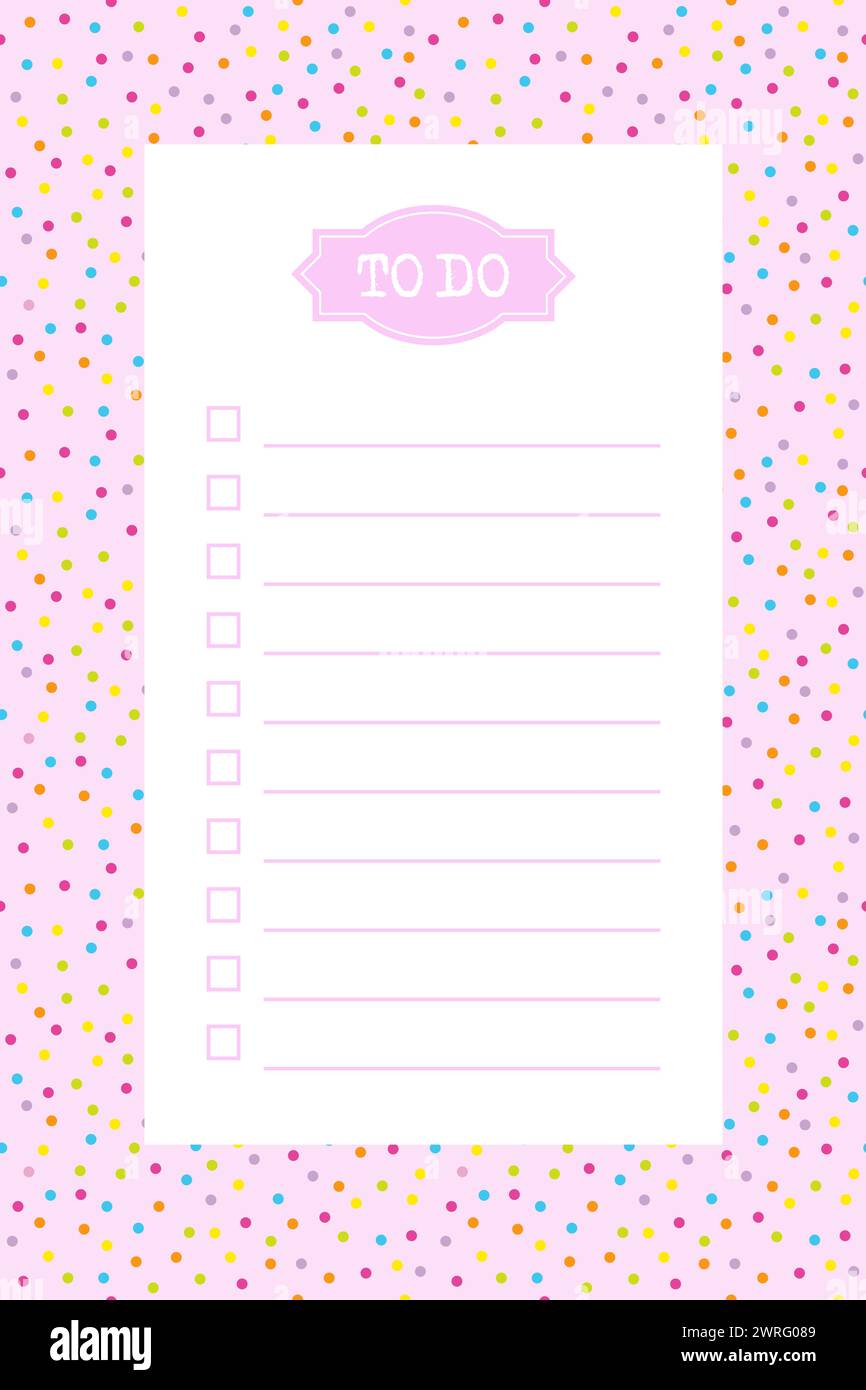 To do list blank template with check box, colorful confetti background ...
