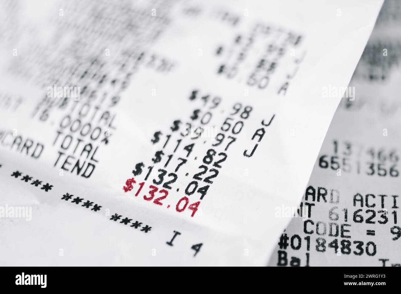 Closeup view of a retail paper receipt Stock Photo - Alamy