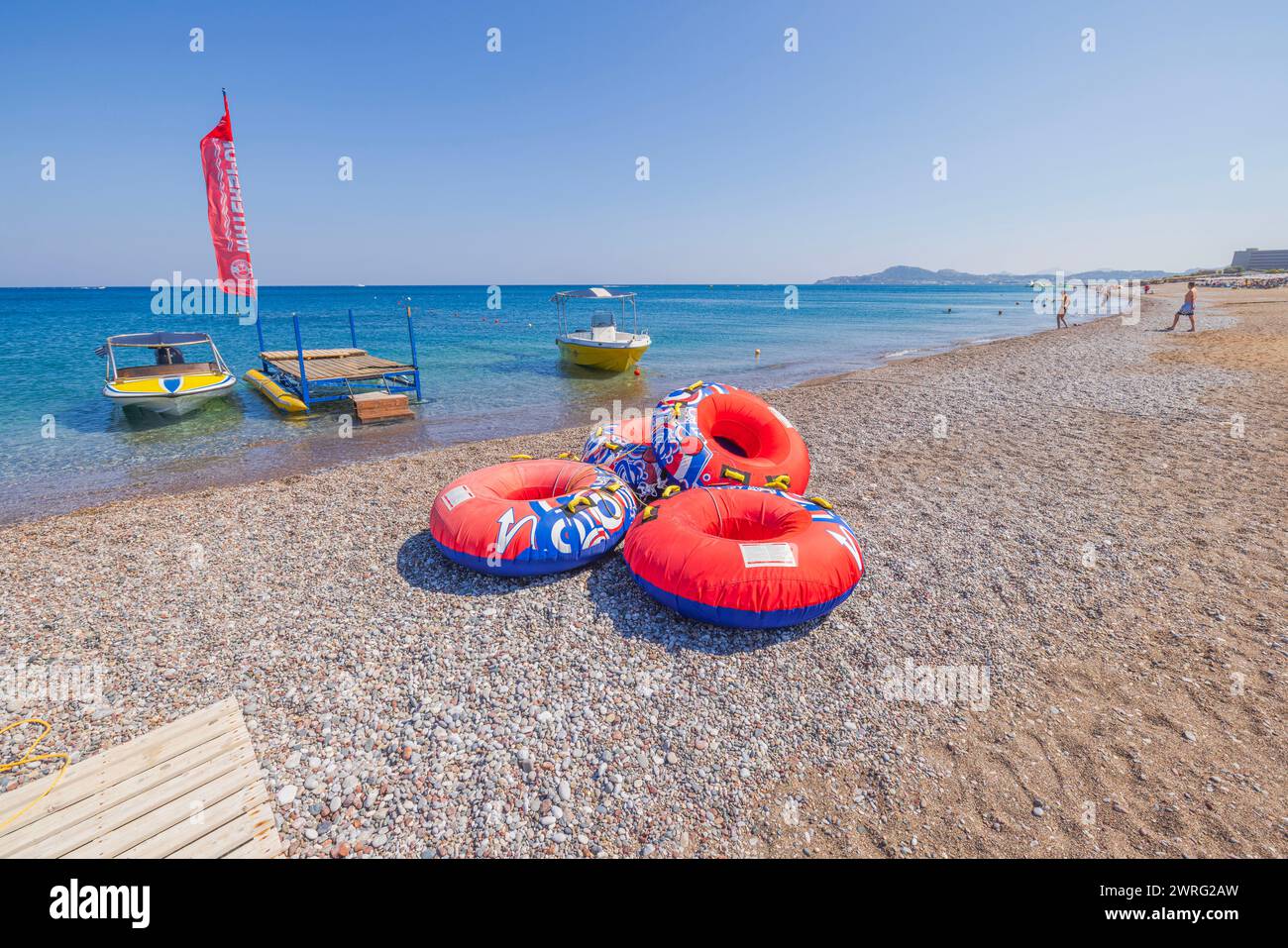 View of red inflatable rings, inviting enthusiasts for an exhilarating ...