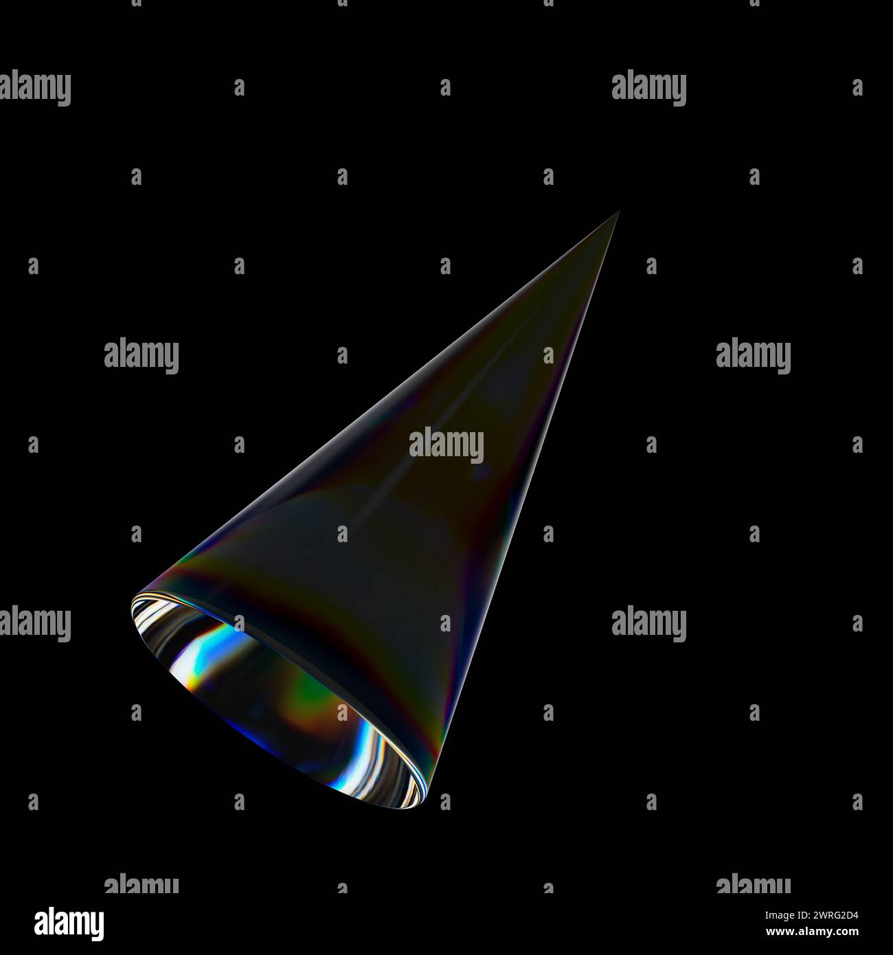 3d Transparent glossy cone with dispersion effect. Rainbow colors ...