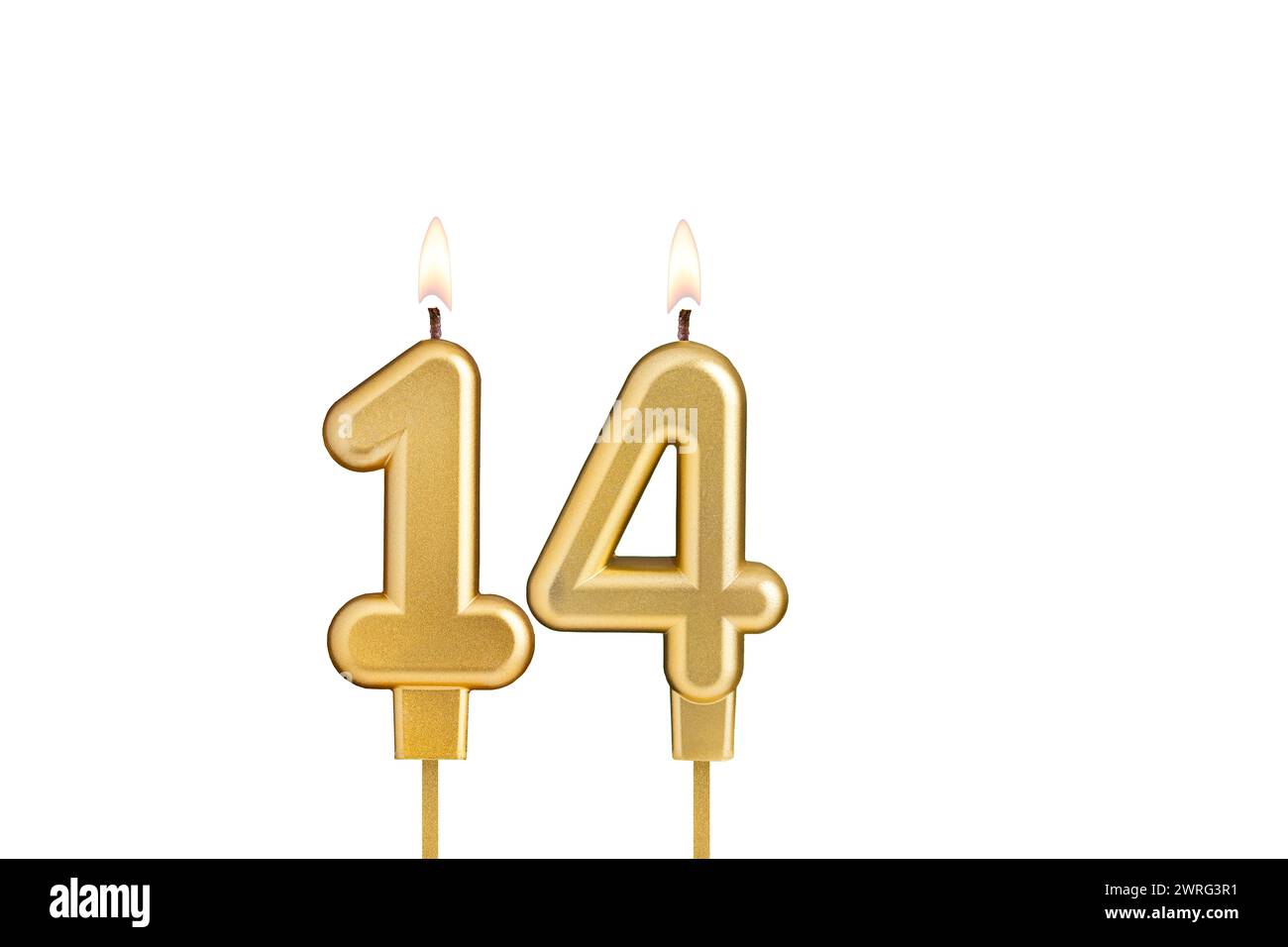 Birthday candle number 14 on white background Stock Photo - Alamy