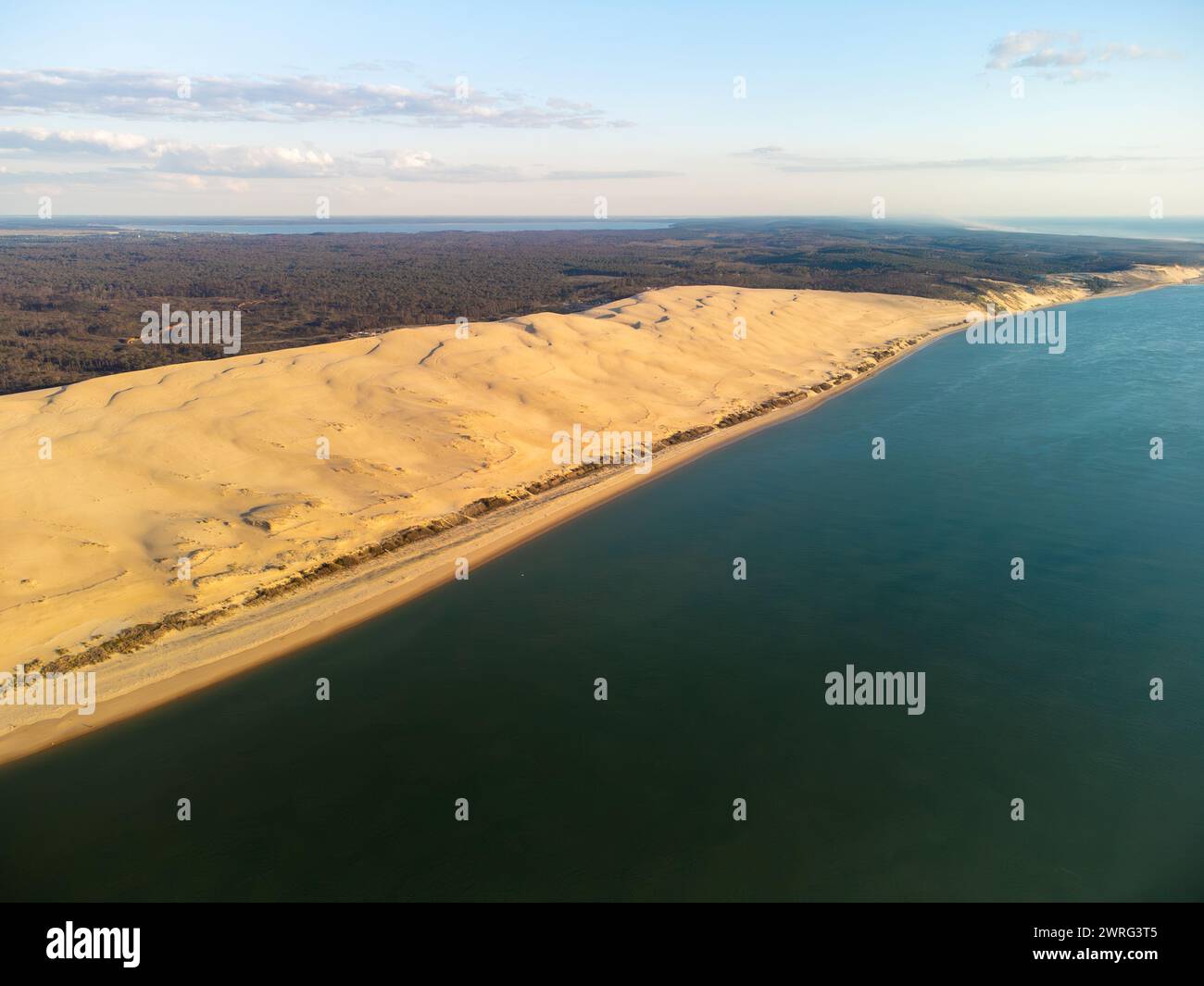 Aerial view Dune of Pilat, the tallest sand dune in Europe, Arcachon ...