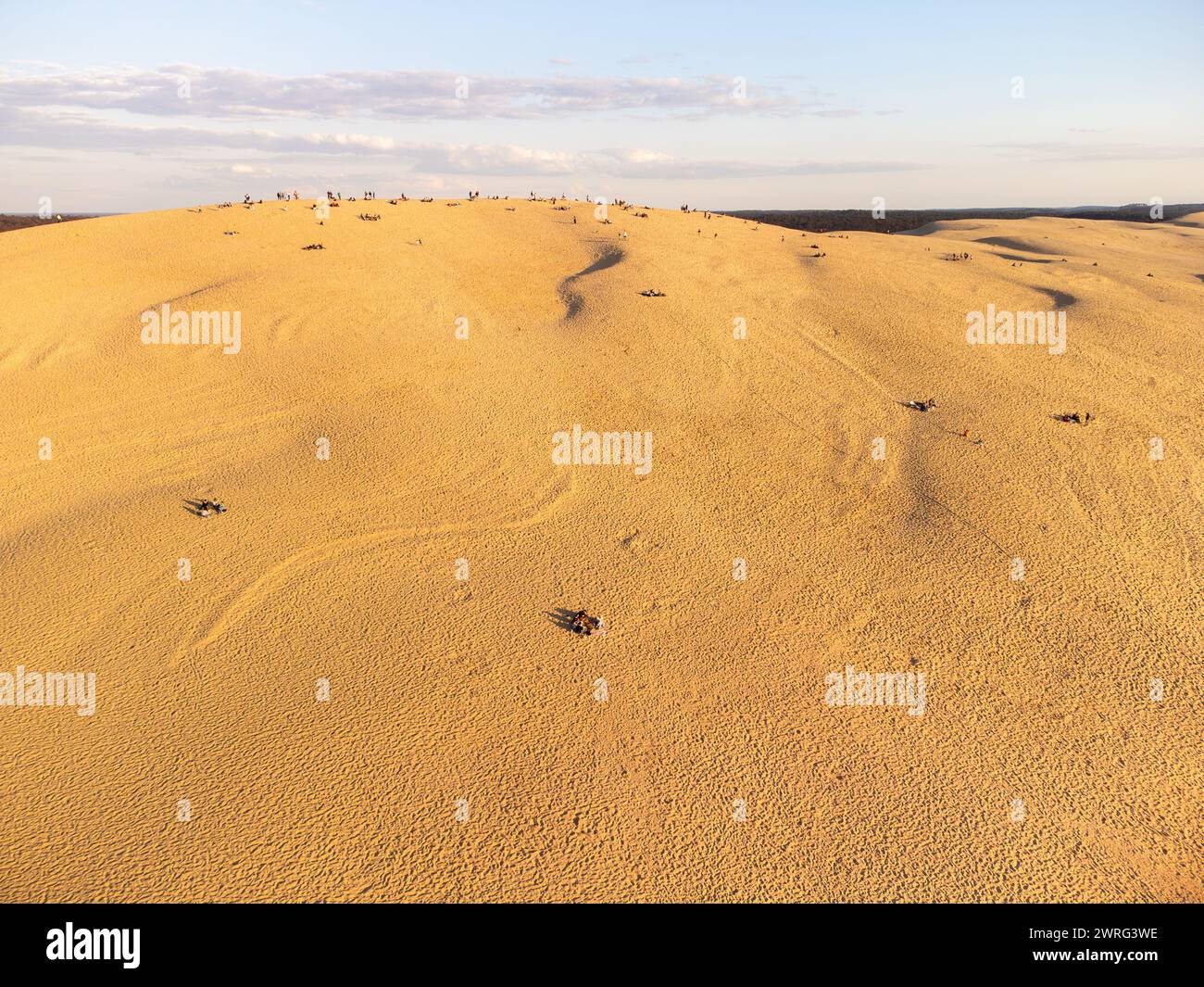 Aerial view Dune of Pilat, the tallest sand dune in Europe, Arcachon ...