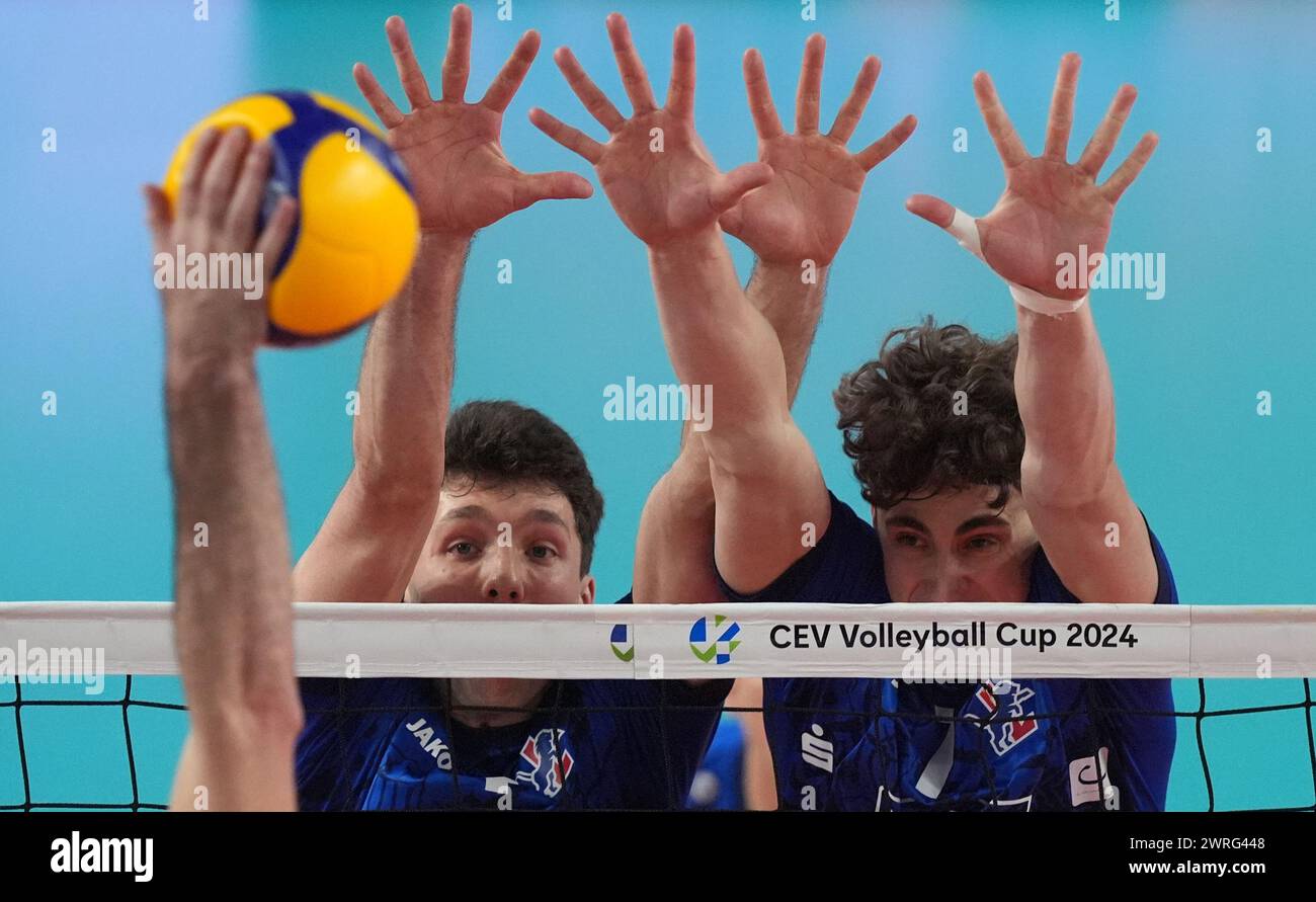 12 March 2024, Lower Saxony, Lüneburg: Volleyball, men: CEV Cup, SVG ...