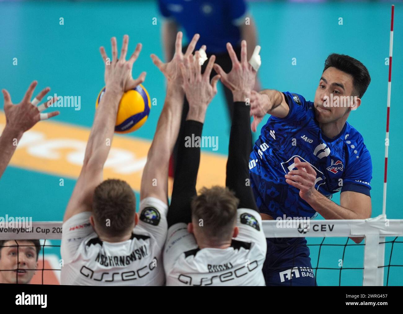 12 March 2024, Lower Saxony, Lüneburg: Volleyball, men: CEV Cup, SVG ...