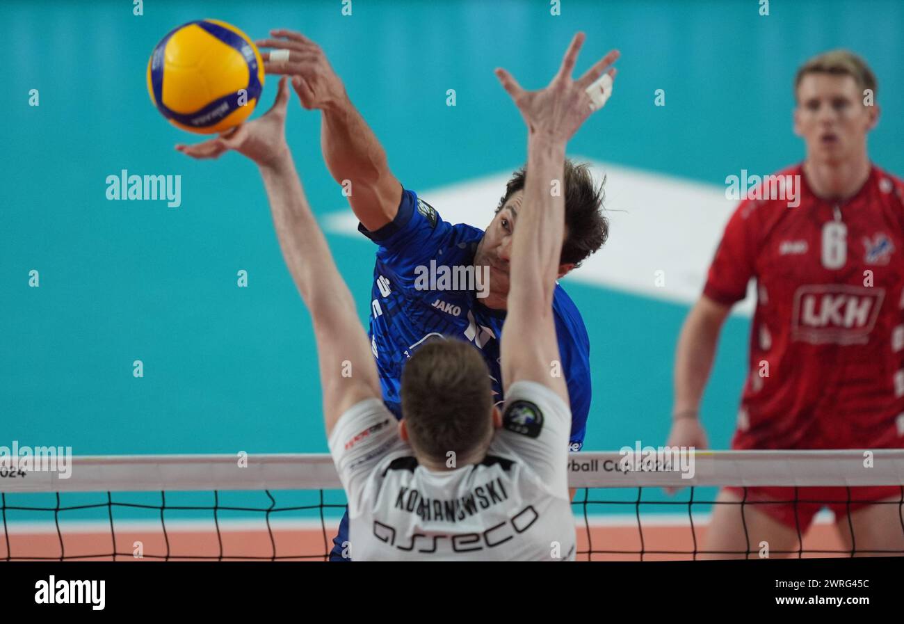 12 March 2024, Lower Saxony, Lüneburg: Volleyball, men: CEV Cup, SVG ...