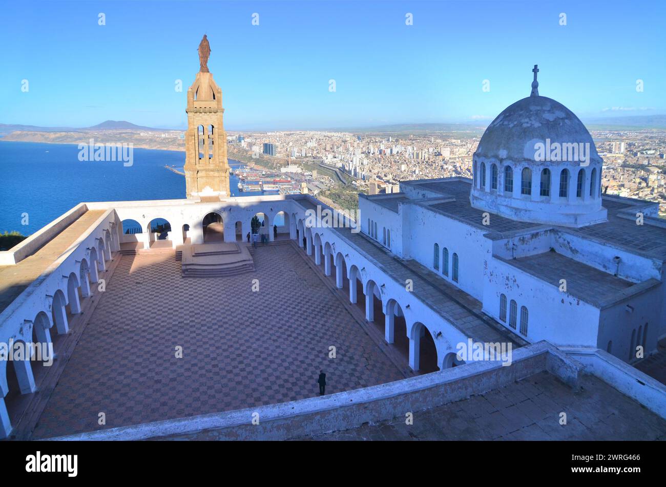 The Virgin Mary of Santa Cruz overlooking the city of Oran, Algeria ...