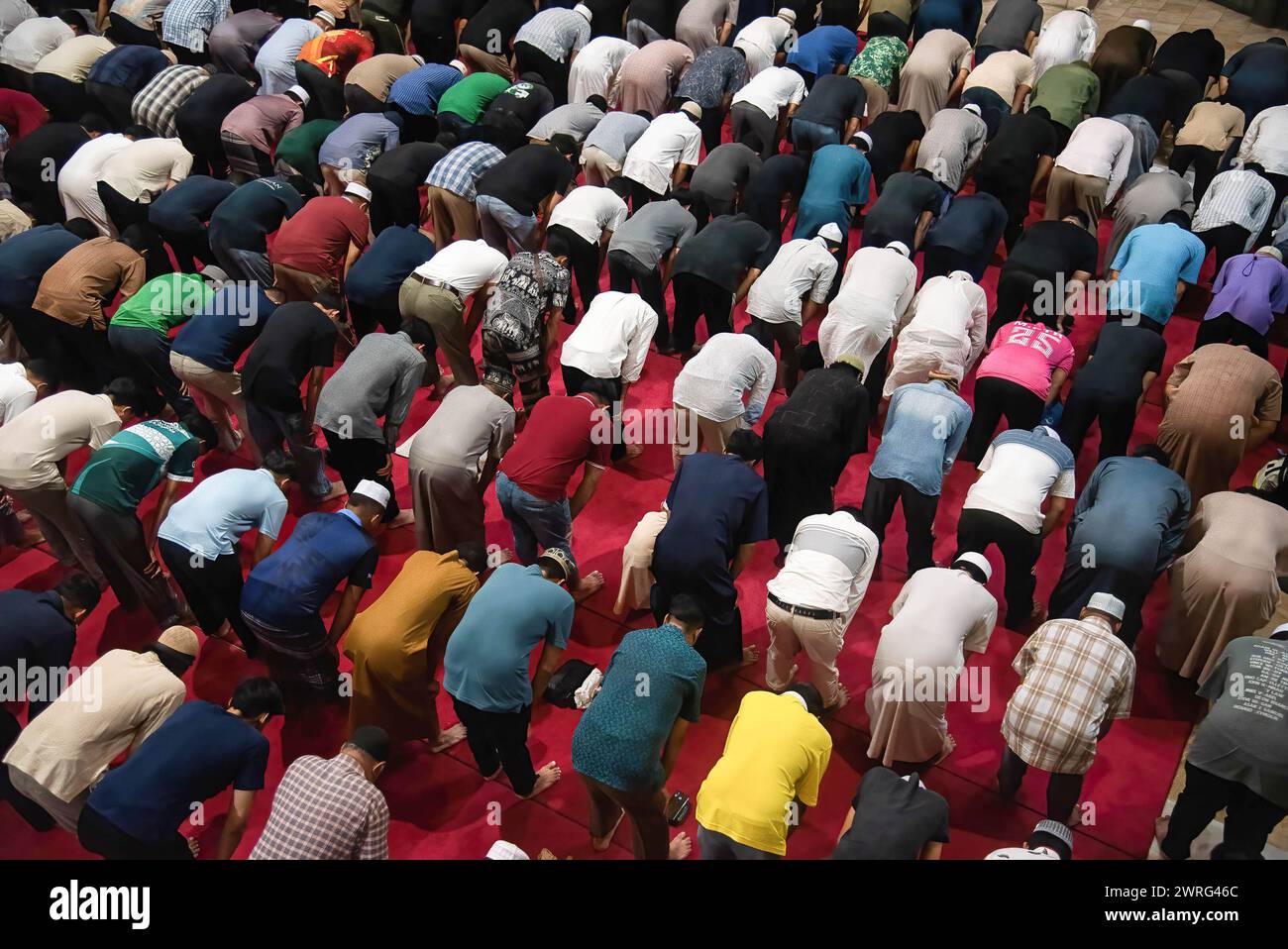 Muslims seen praying during the first day of Ramadan at the Islamic ...