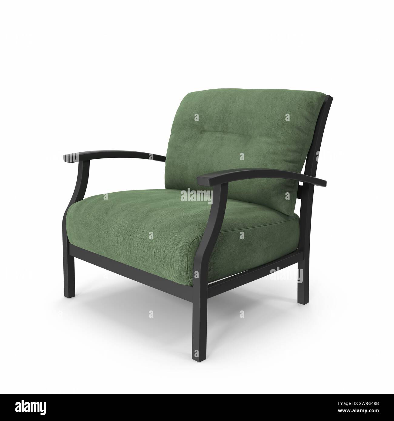 Green color armchair. Modern design garden armchair on white background ...