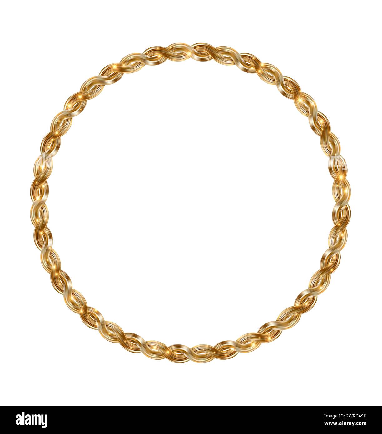 Gold twisted braided chain frame. Elegant thin round border Stock Vector Image & Art - Alamy
