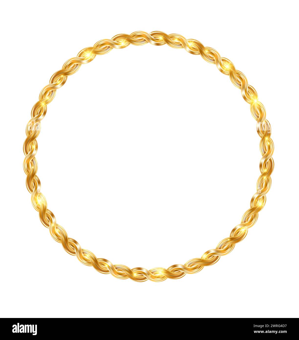 Gold twisted braided chain frame. Elegant thin round border Stock ...