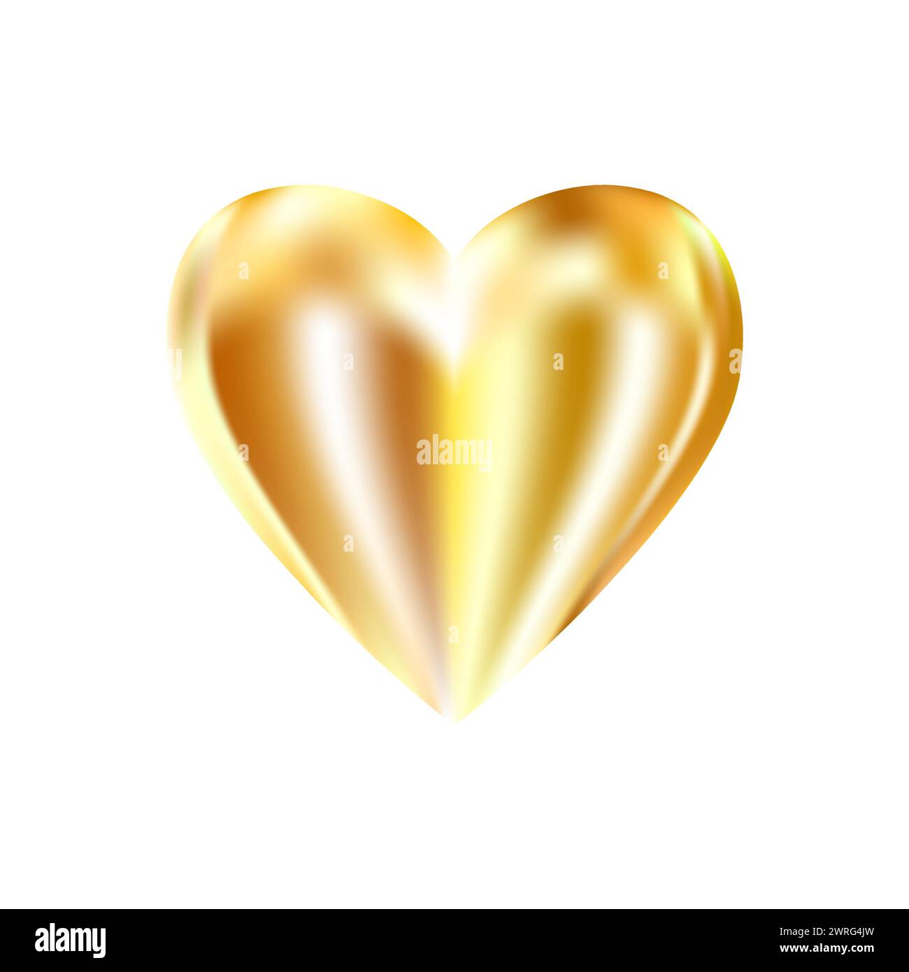 Golden realistic heart icon on white background. 3d vector illustration ...