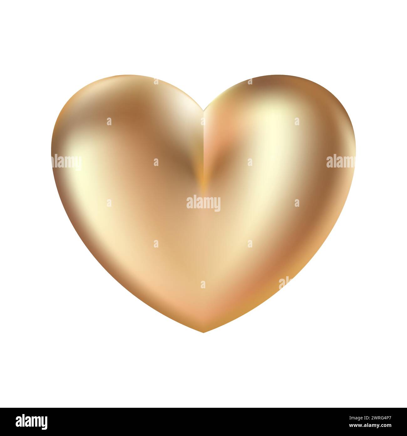Golden realistic heart icon on white background. 3d vector illustration ...
