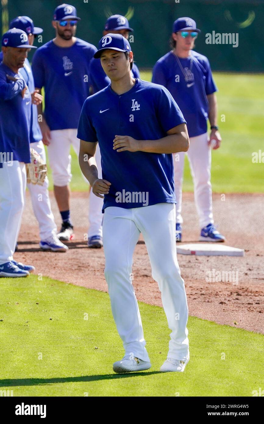 Los Angeles Dodgers Shohei Ohtani participates in spring training ...