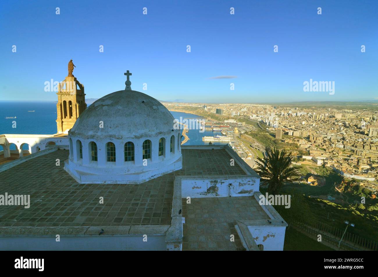 The Virgin Mary of Santa Cruz overlooking the city of Oran, Algeria ...