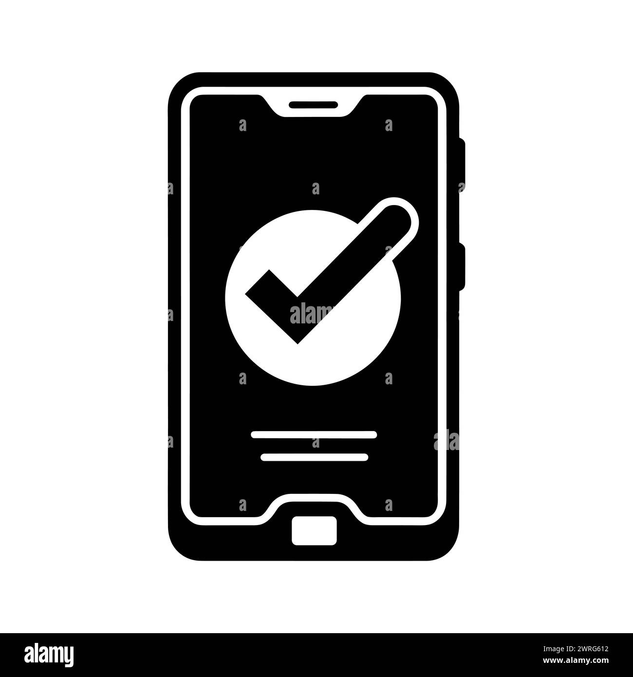Phone icon. Black smartphone icon with a check mark. Approved symbol ...