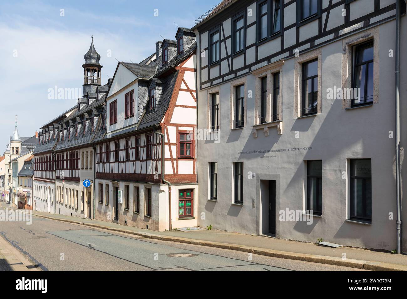 historische Wohnhäuser und altes Rathaus am Altmarkt, Lichtenstein ...
