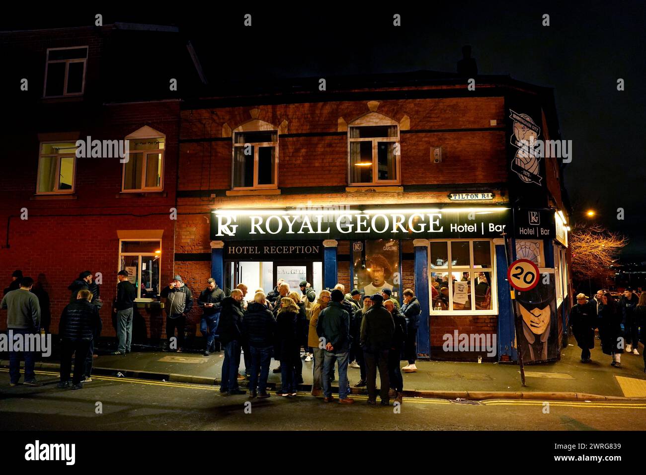 Fans gather outside the Royal George pub ahead of the Sky Bet ...