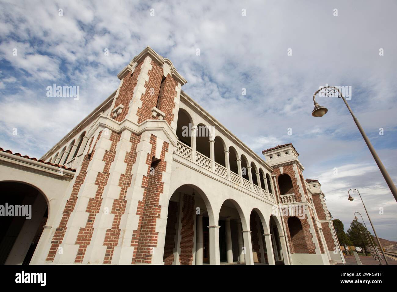 Daytime view of the historic 1908 downtown train depot of Barstow ...