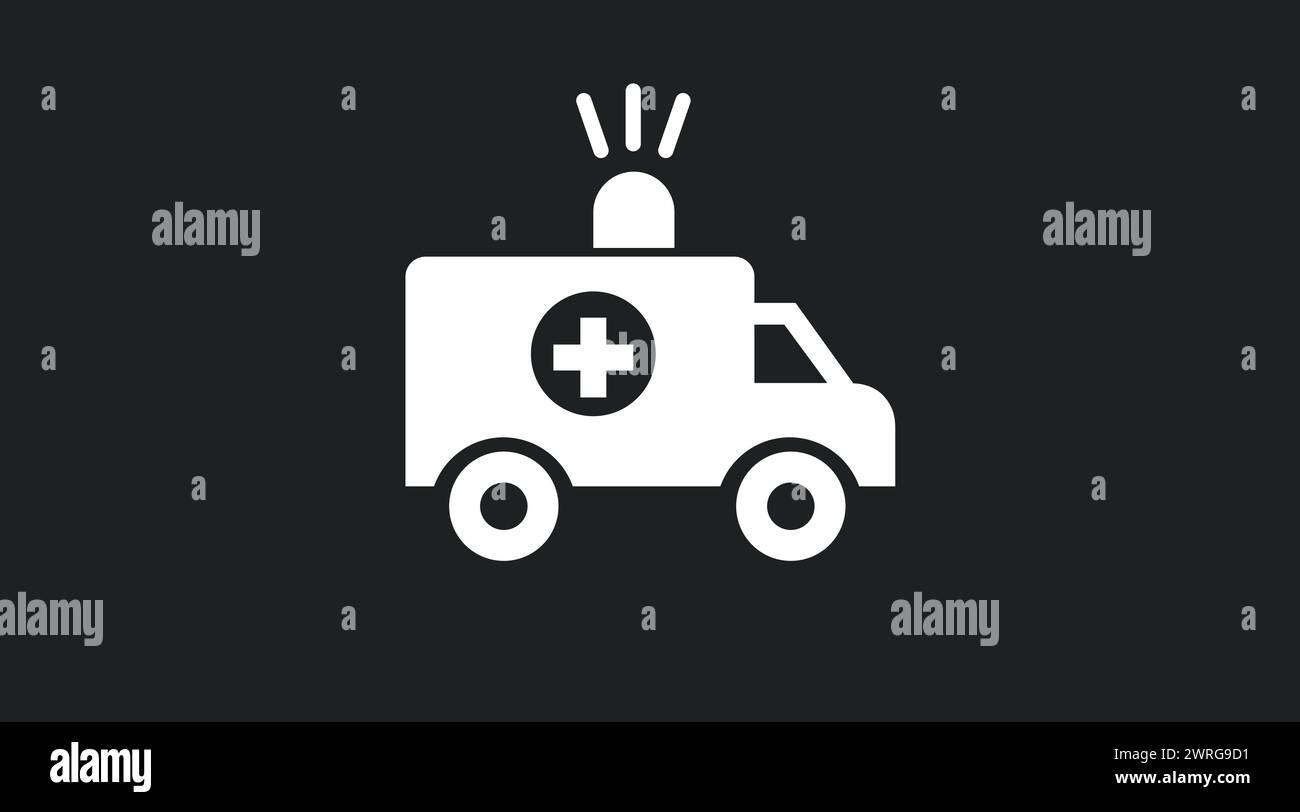 Ambulance Icon. Vector isolated editable black and white illustration ...