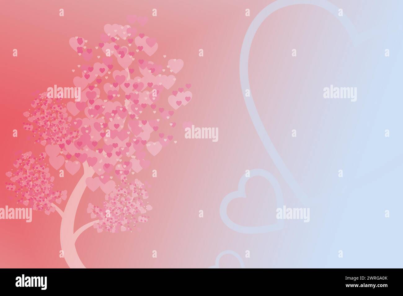 A serene, love-themed background featuring a tree with leaves in the ...
