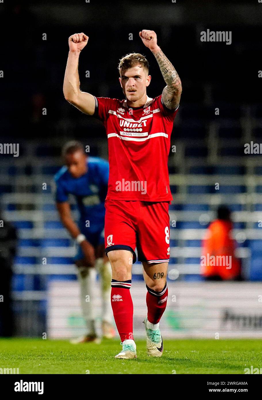 Middlesbrough's Riley McGree celebrates scoring the opening goal of the ...