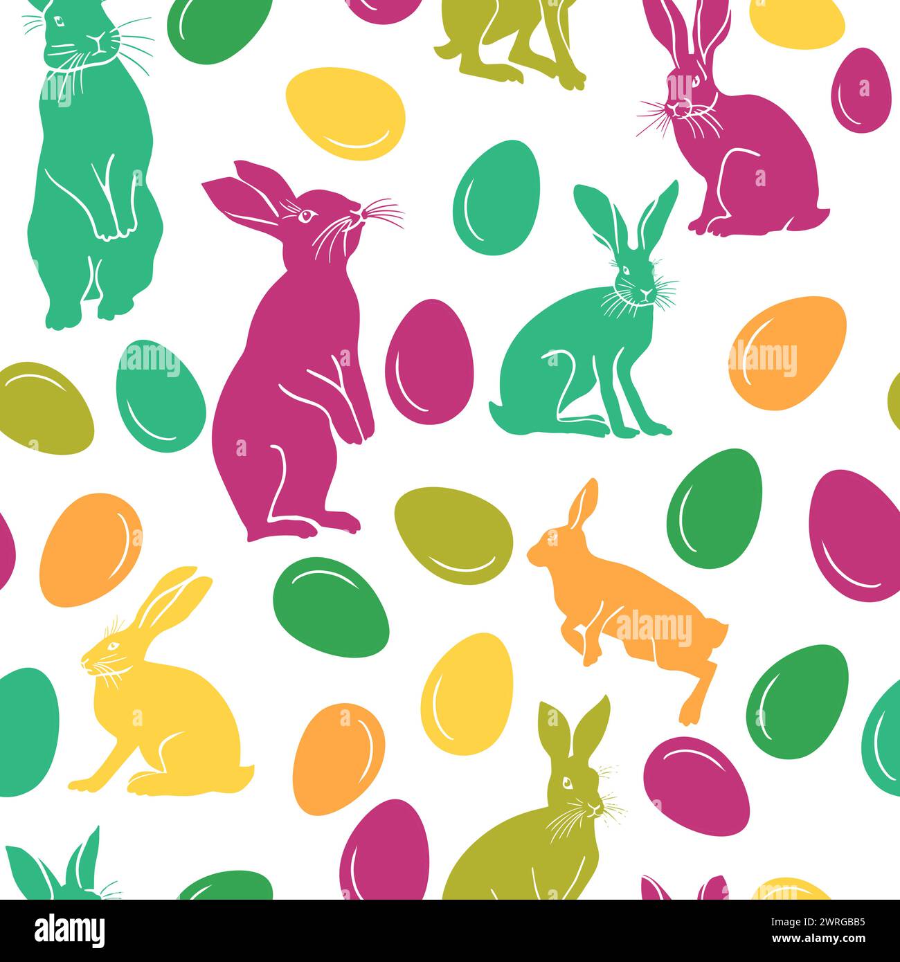 Seamless Easter bunny pattern. hand drawing. Not AI. Vector ...