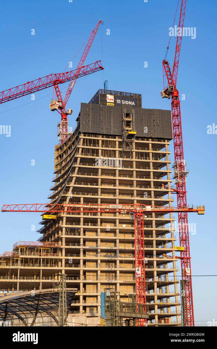 Shell of the Elbtower construction project, the architectural ...