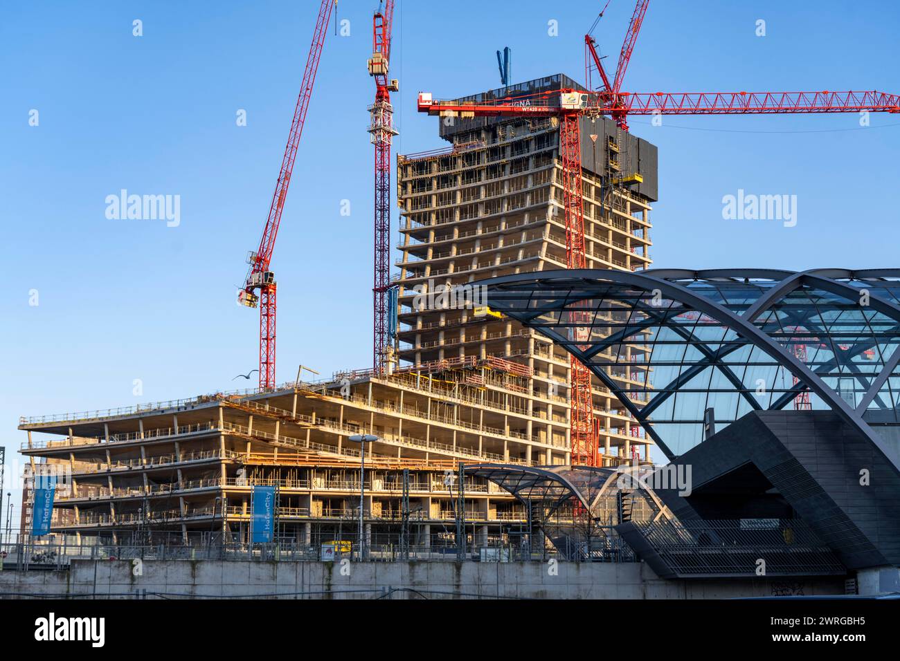 Shell of the Elbtower construction project, the architectural ...