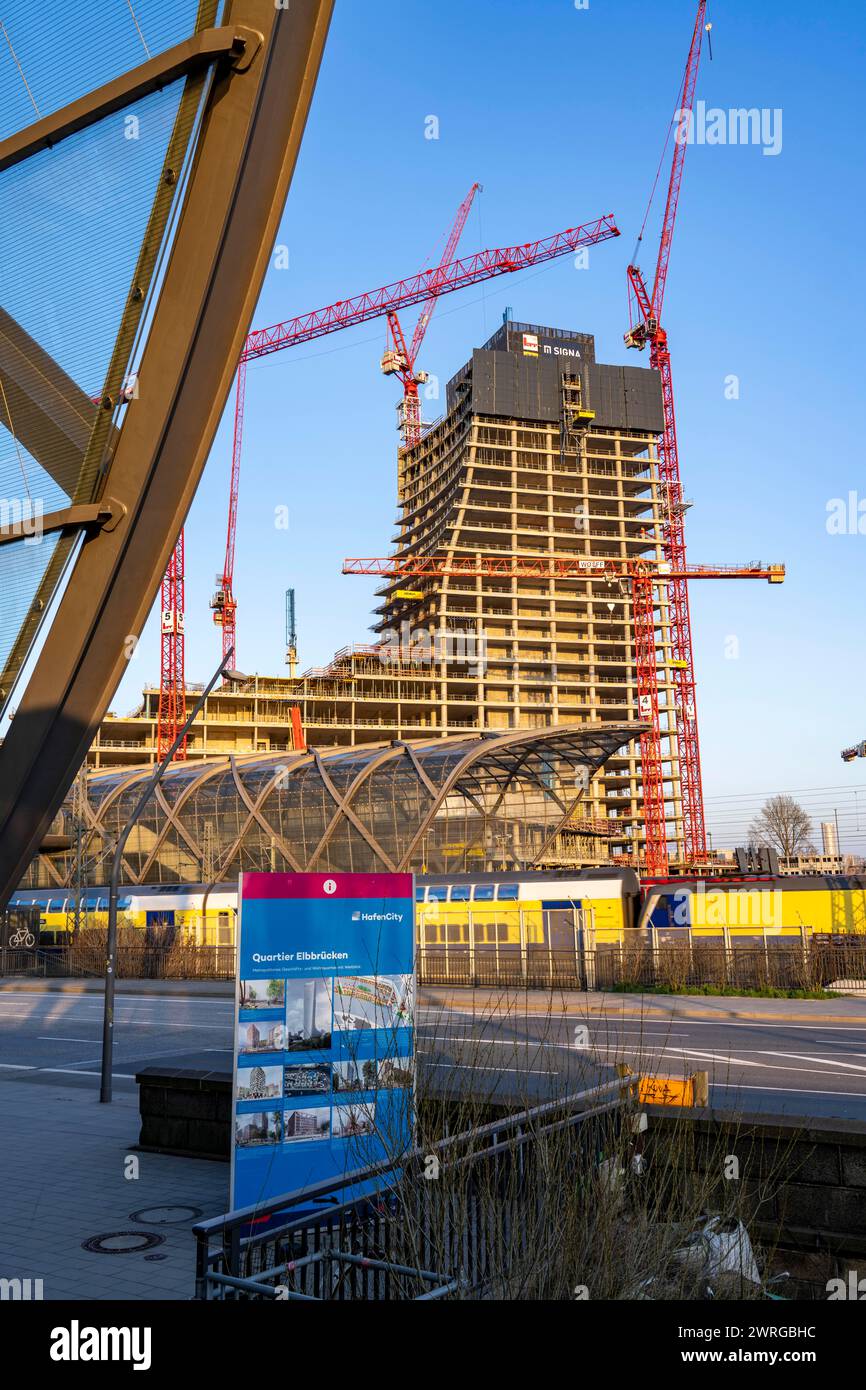 Shell of the Elbtower construction project, the architectural ...