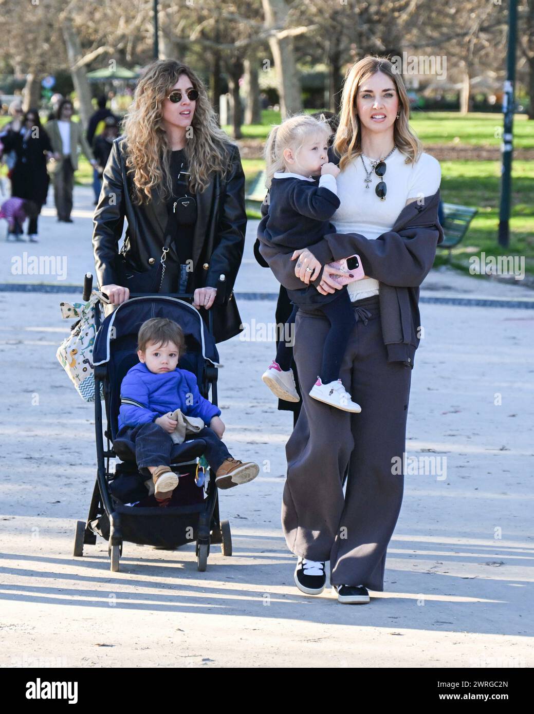 Milan, Italy. 12th Mar, 2024. Milan, Chiara Ferragni in the park, with ...