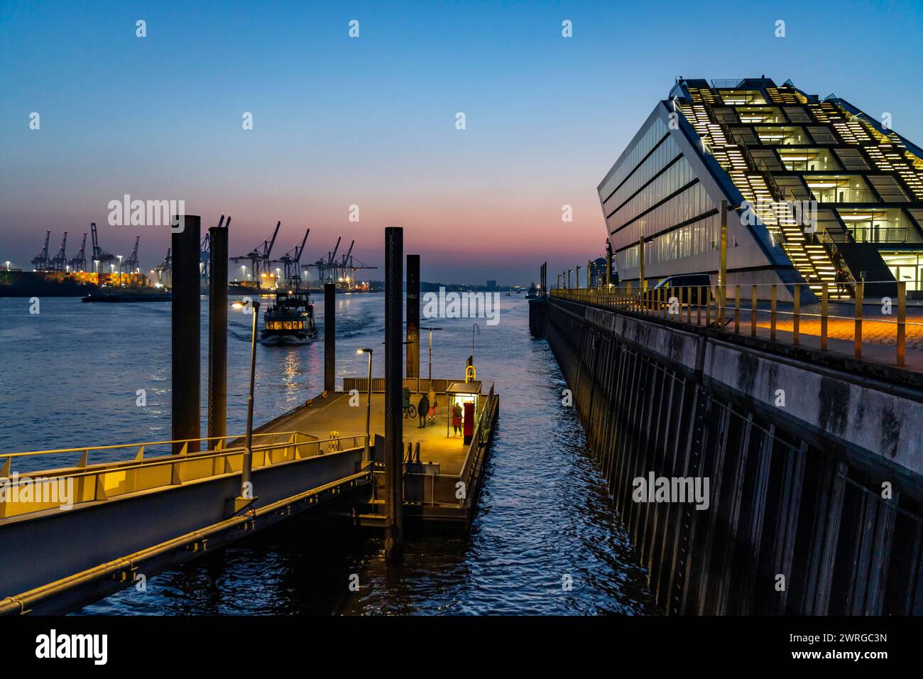 Port of Hamburg, Elbe, shipping traffic, Hadag harbor ferry Docklands ...