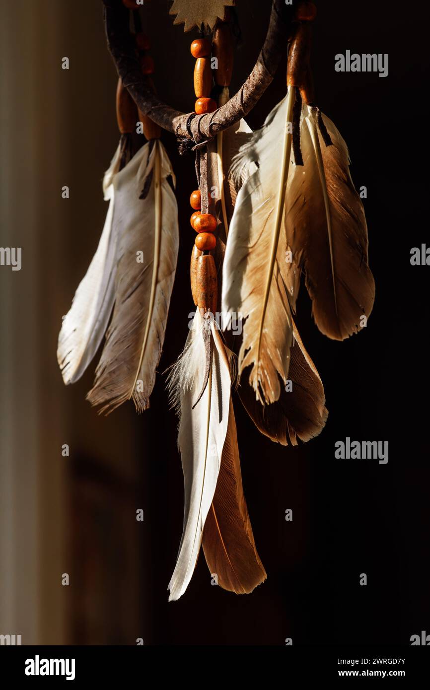 Traditional native dreamcatcher in window light Stock Photo - Alamy