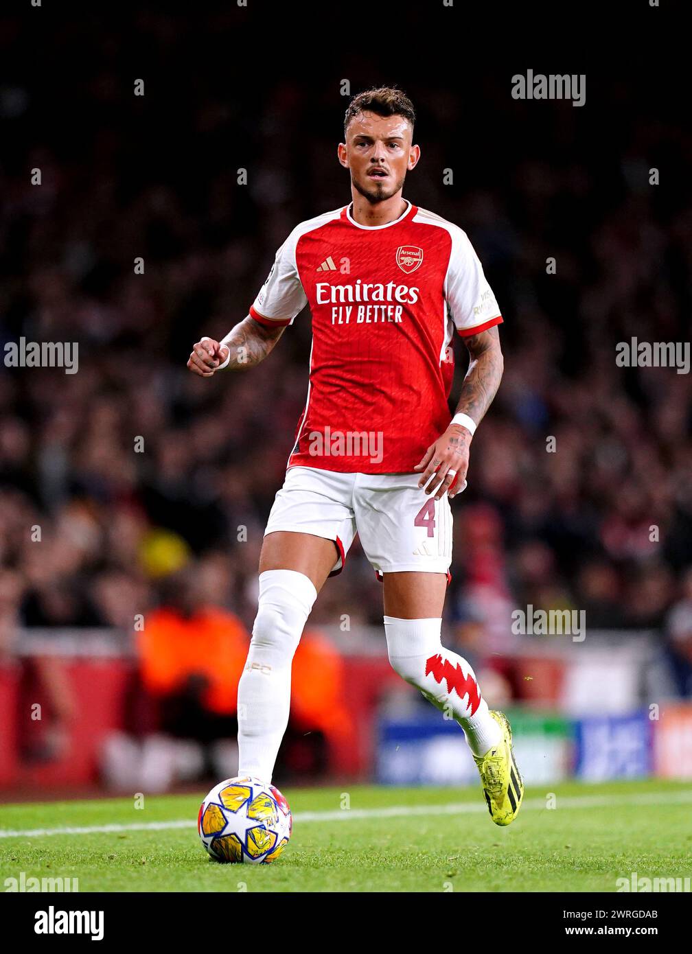 Arsenal's Ben White during the UEFA Champions League Round of 16 ...