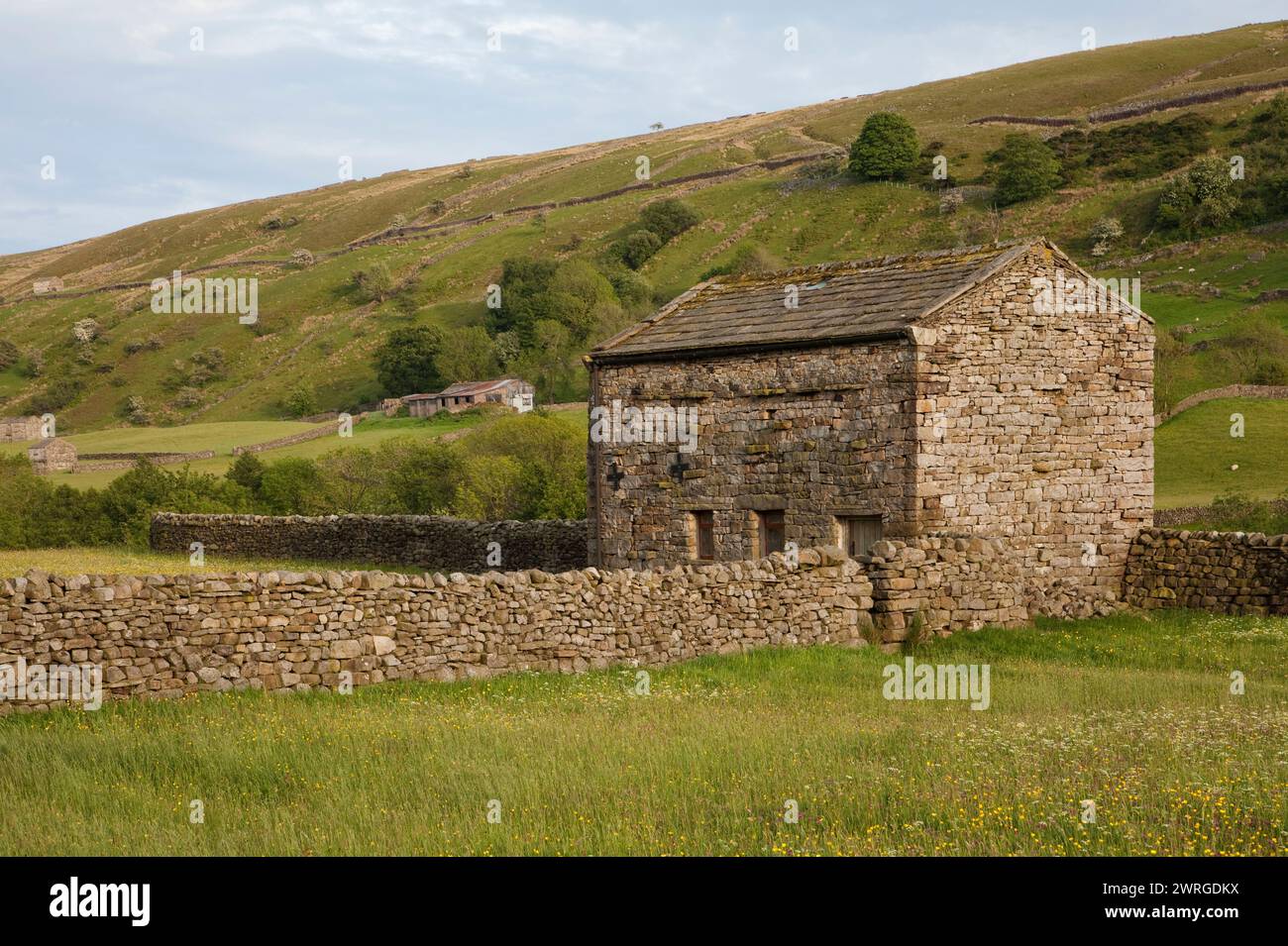 A dry stone barn near Muker in Swaledale in the Yorkshire Dales, North ...