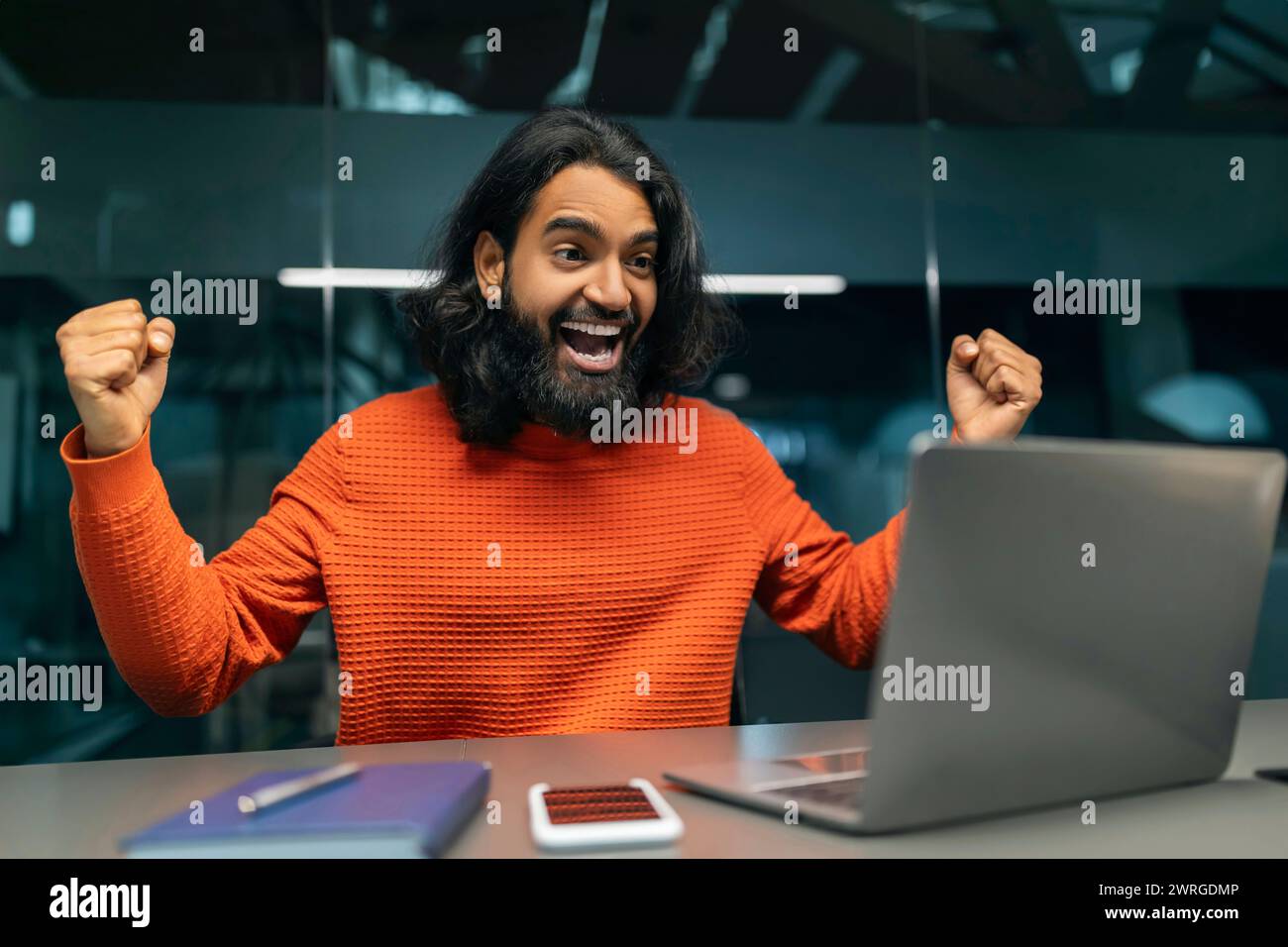 Indian guy working at night hi-res stock photography and images - Alamy