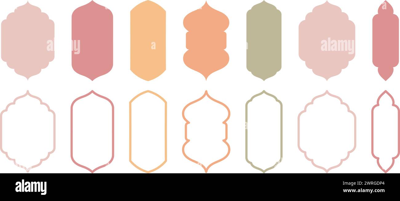 Assortment of Islams traditional window designs. Collection of Mosque ...