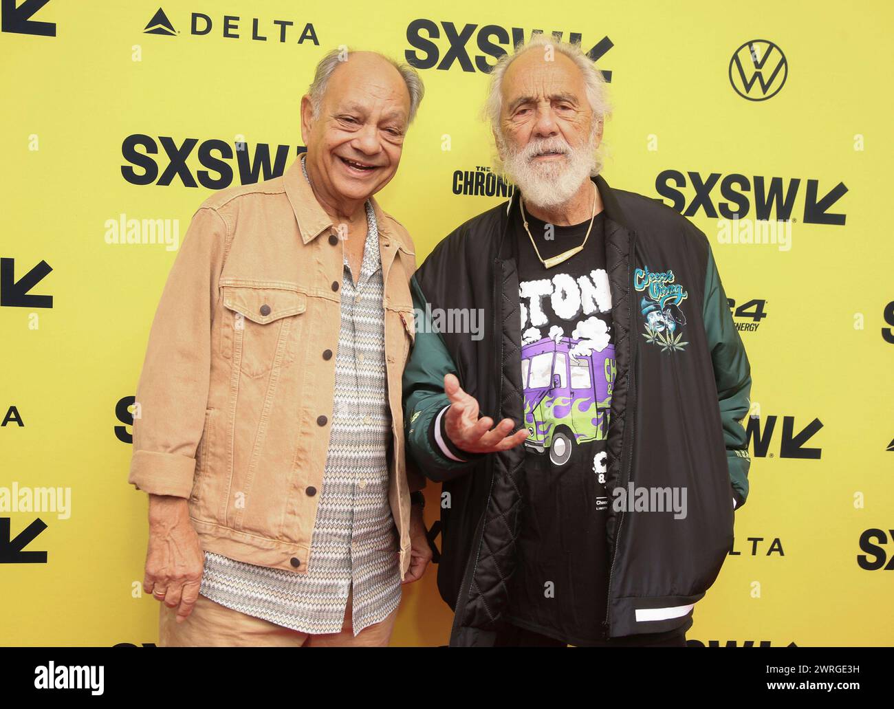 Cheech Marin, left, and Tommy Chong arrive for the world premiere of "Cheech & Chong's Last ...