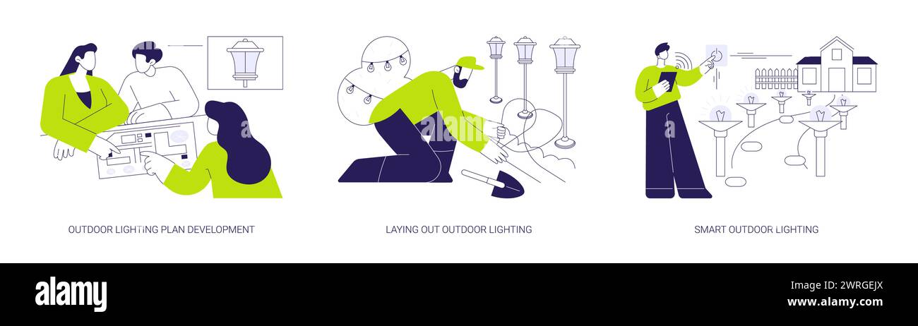 Outdoor landscape lighting abstract concept vector illustrations Stock ...