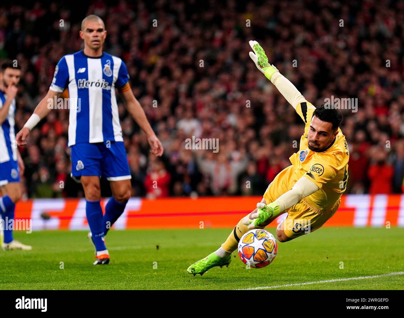 FC Porto goalkeeper Diogo Costa makes a save during the UEFA Champions ...