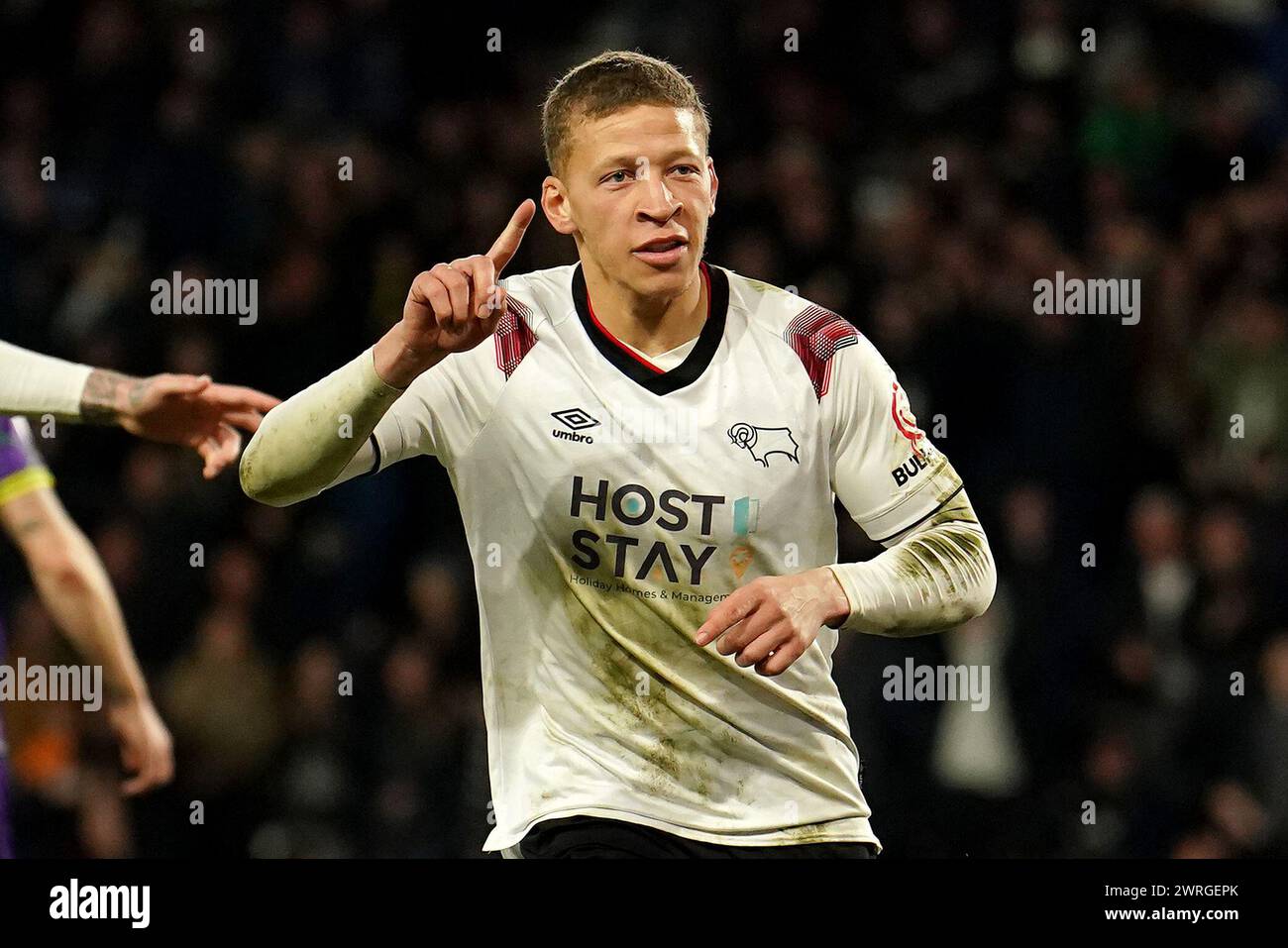 Derby County's Dwight Gayle celebrates scoring the opening goal of the ...