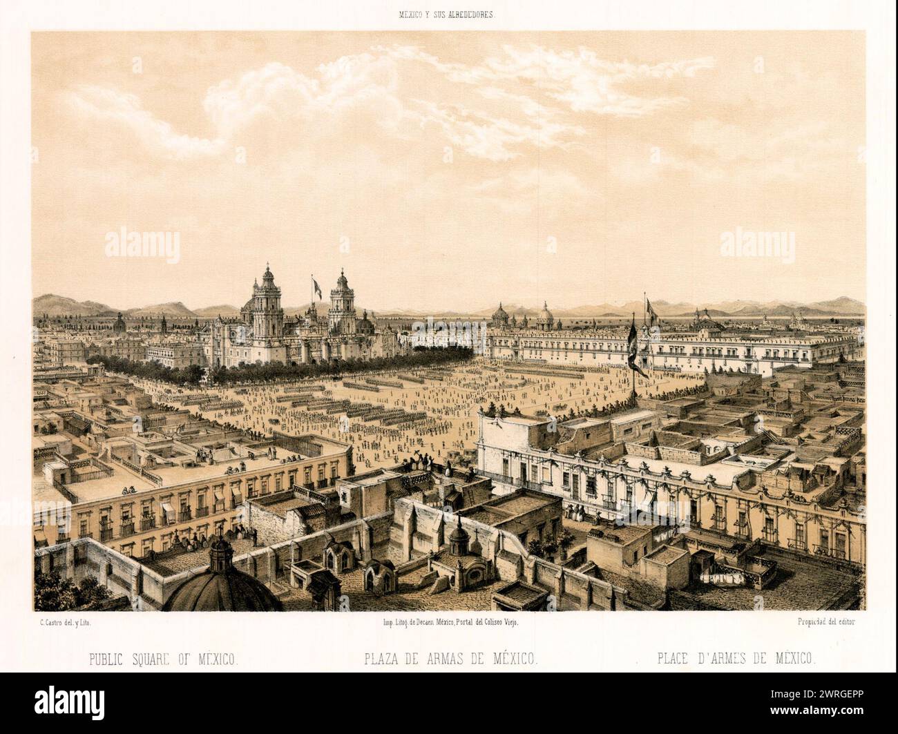 "Public Square of Mexico City" [Plaza De Armas De Mexico ]. Vintage ...