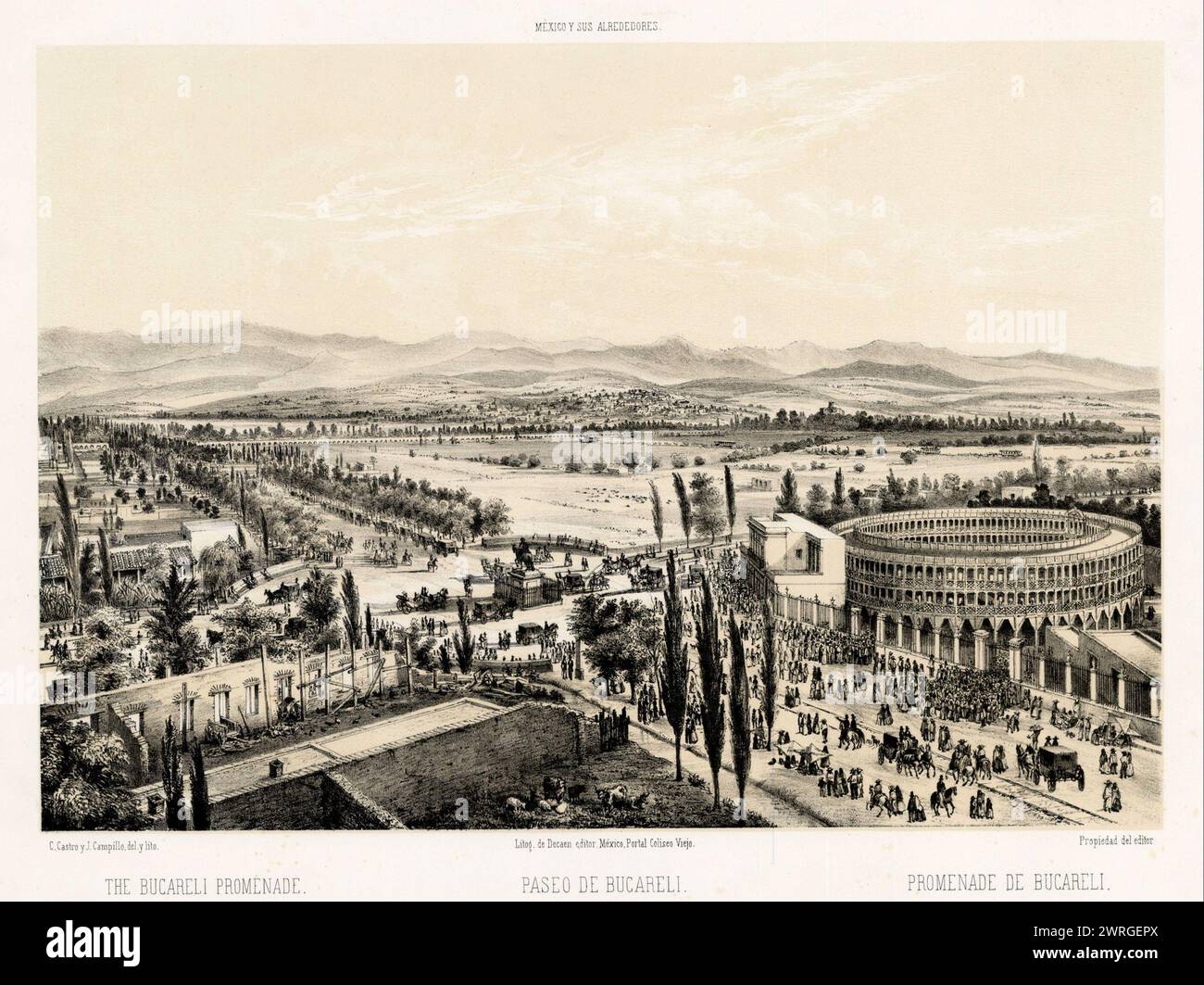 "The Bucareli Promenade" [Paseo de Bucareli ]. Vintage historical ...