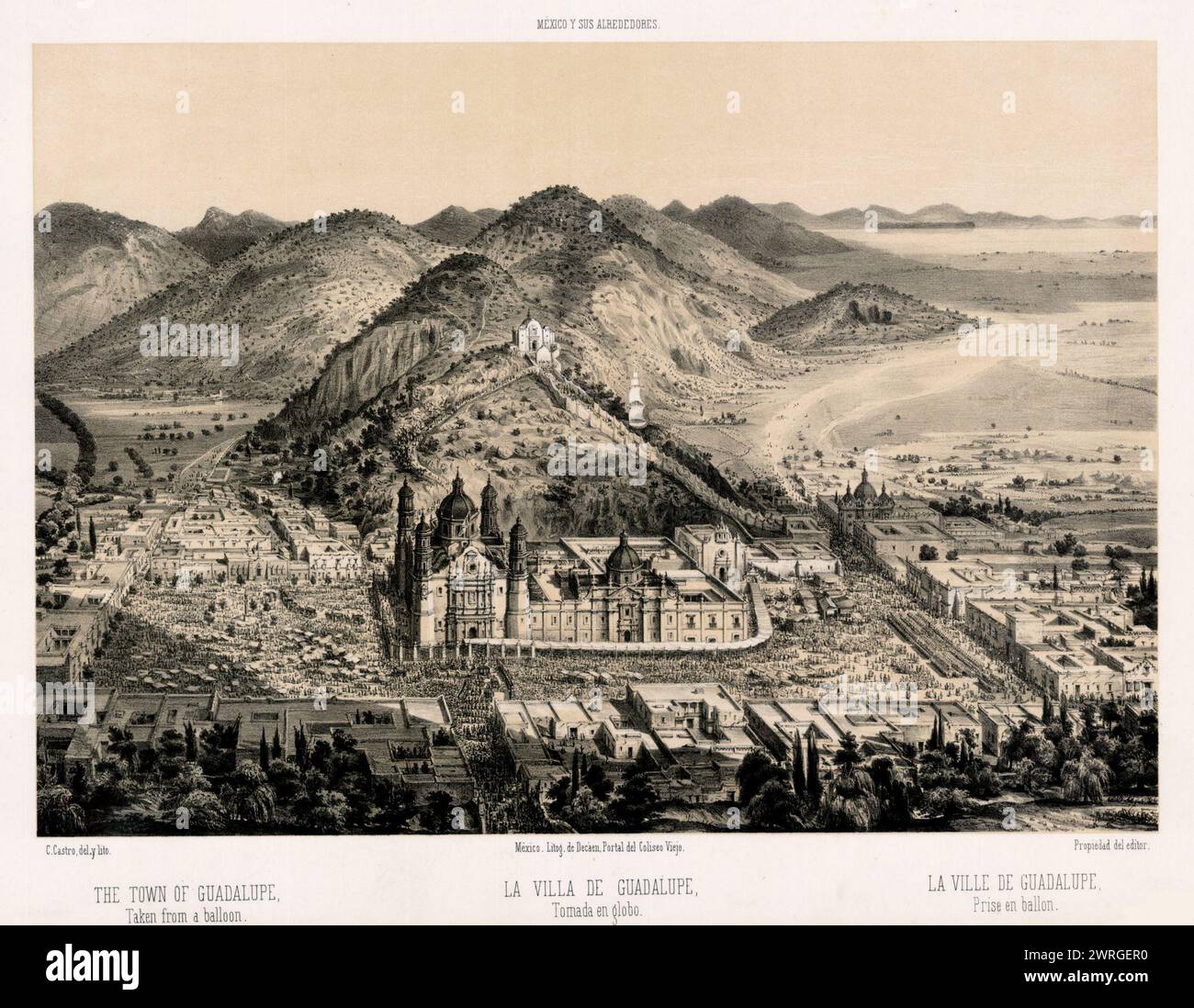 View of The Town of Guadalupe, [La Villa de Guadalupe]. Vintage ...