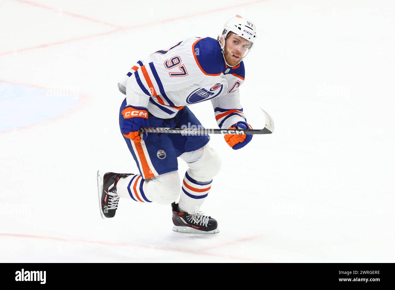 Edmonton Oilers center Connor McDavid (97) skates during the third ...