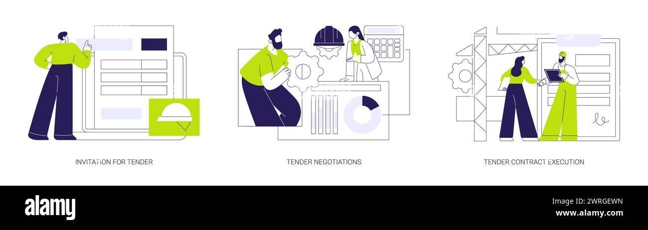 Construction tender abstract concept vector illustrations Stock Vector ...