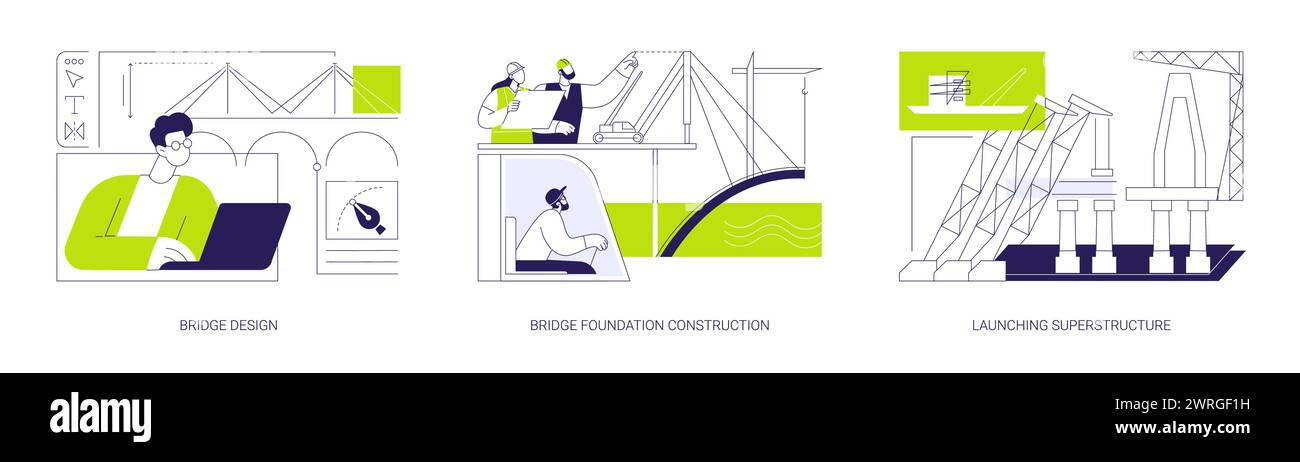 Bridge building abstract concept vector illustrations Stock Vector ...