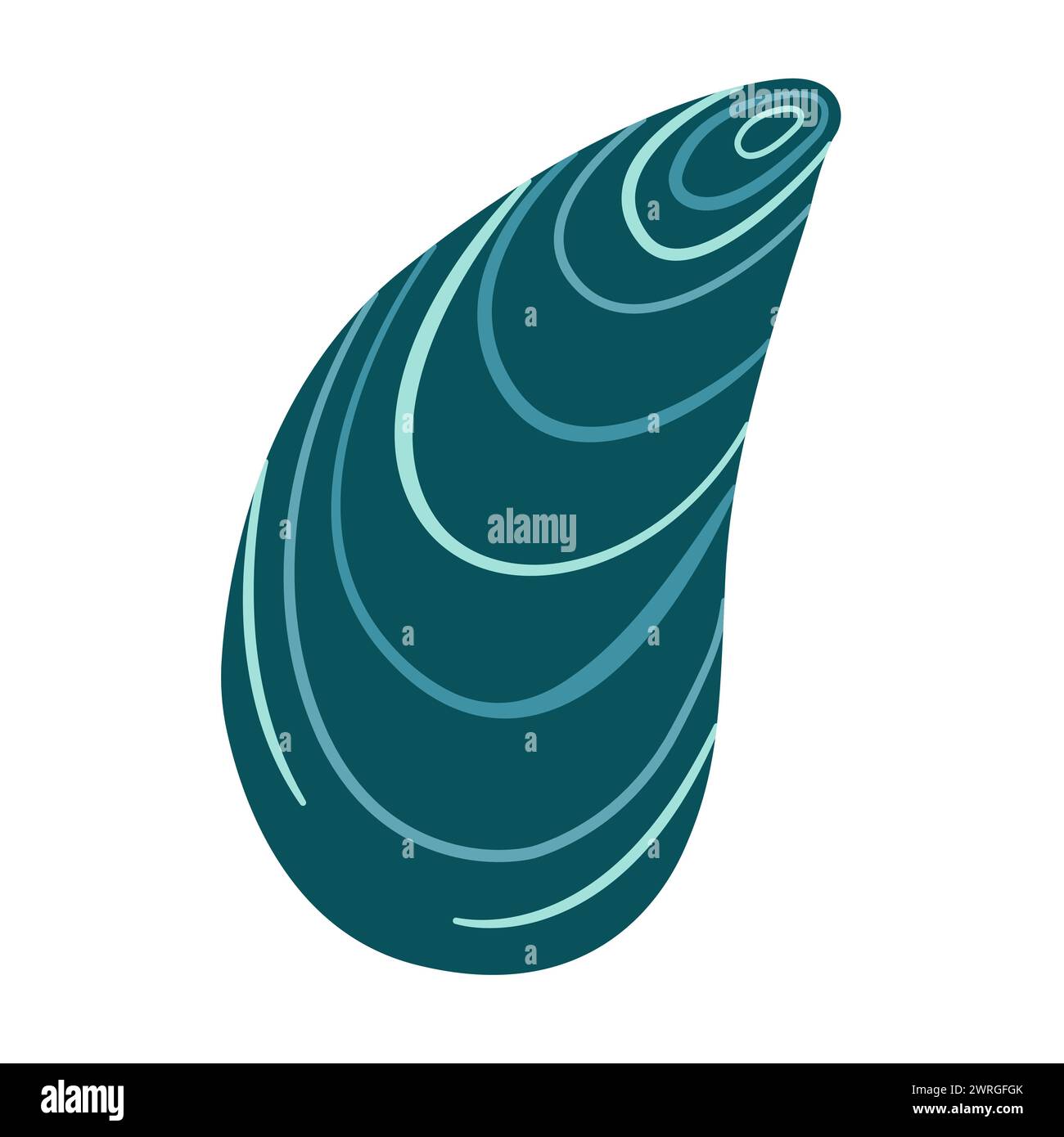 Hand drawn Mussel Seashell. Cartoon style flat illustration seashell ...