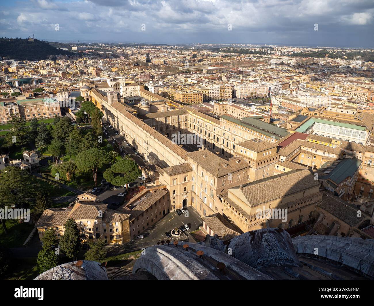 Vatican museums and Vatican gardens as seen for the dome of St Peter's ...
